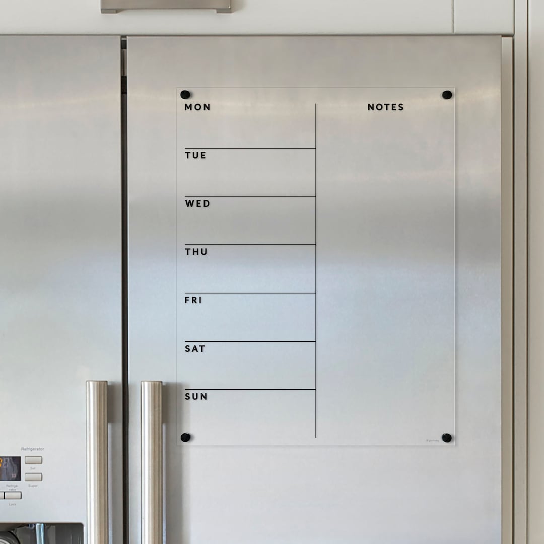 FRIDGE Calendar Magnetic Acrylic With Week and Notes Dry Erase Calendar ...