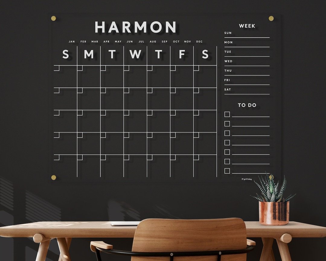 Personalized Acrylic Wall Calendar | Custom Clear Dry-erase Planner ...