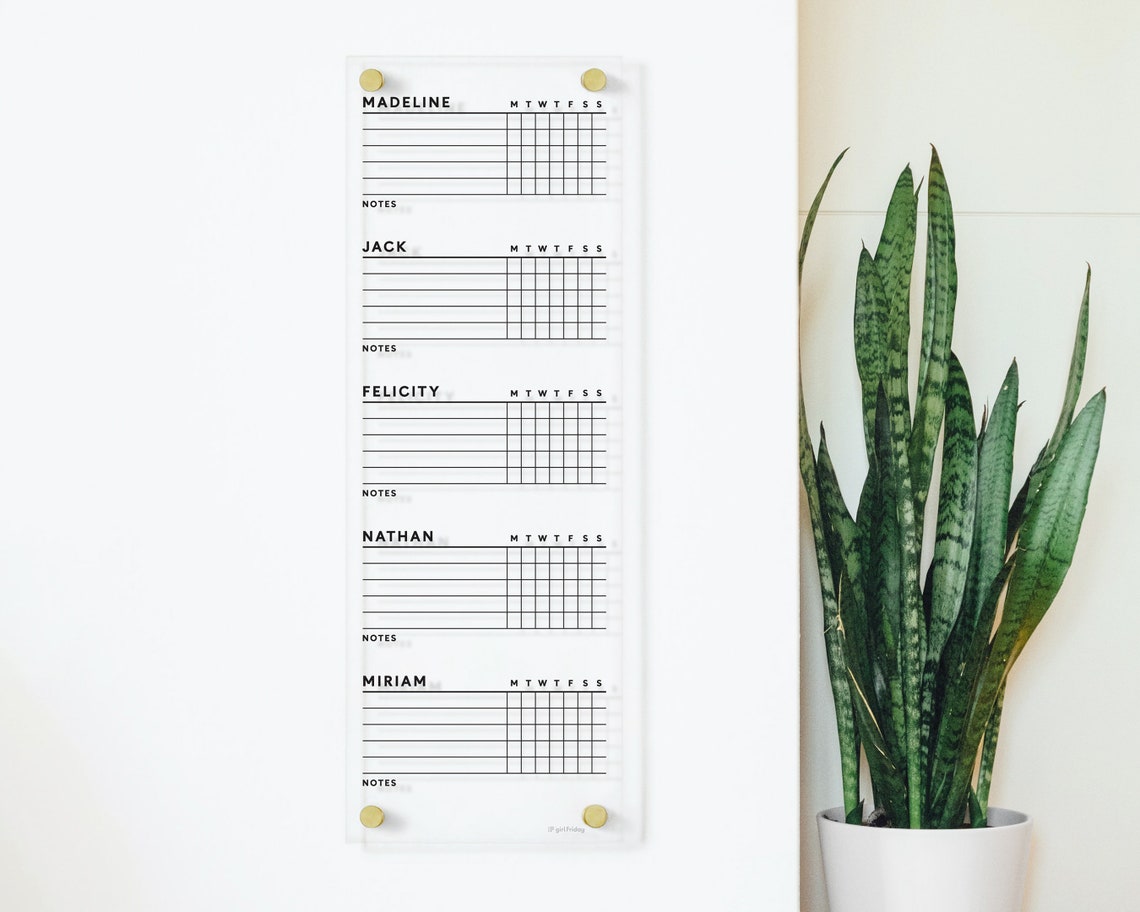 Personalized Acrylic Chore Chart for Wall | Responsibility Board With 2 ...