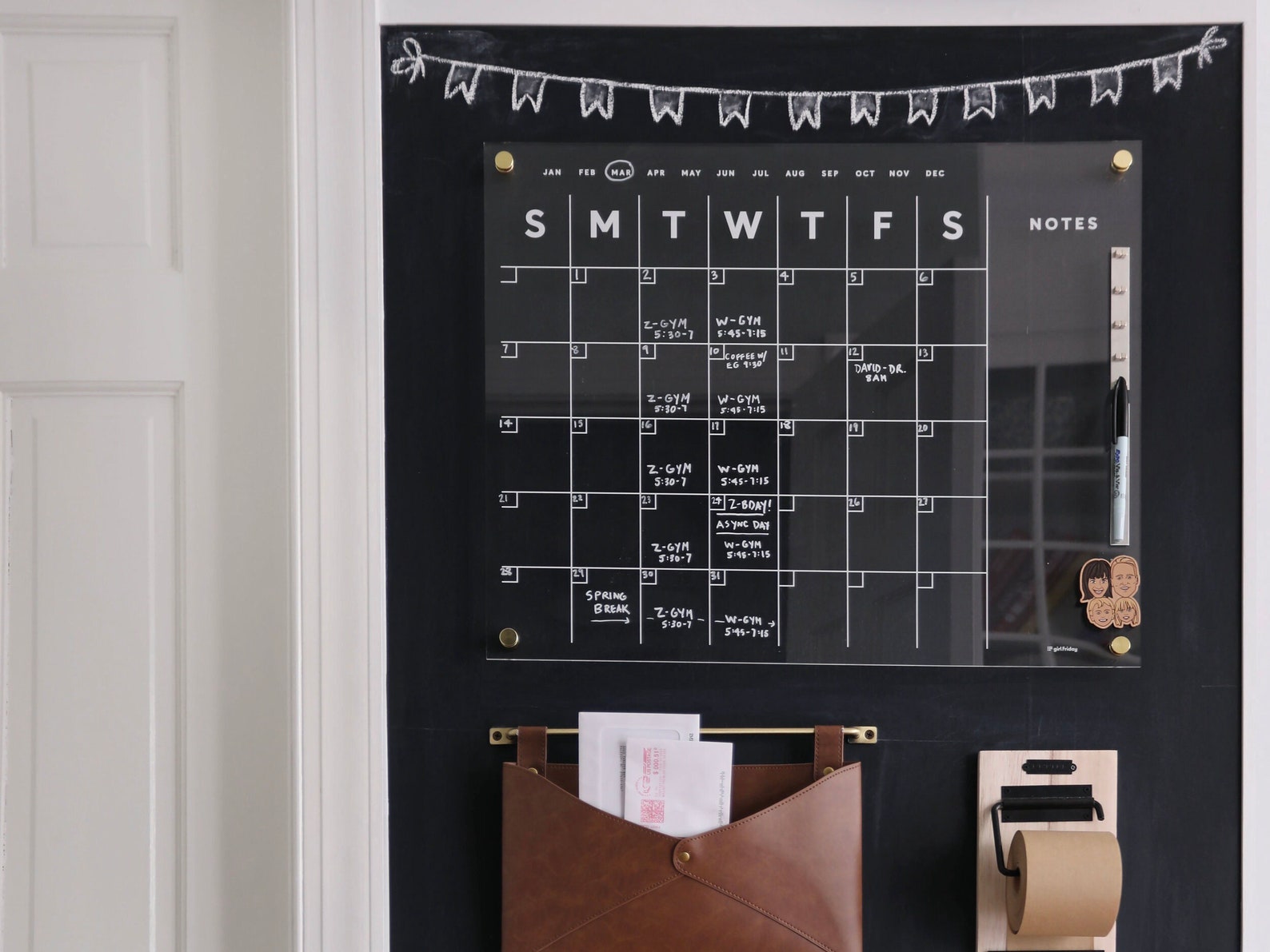 Acrylic Dry Erase Monthly Calendar With Side Notes | Elegant Clear Wall ...