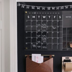 Acrylic Dry Erase Monthly Calendar With Side Notes | Elegant Clear Wall ...