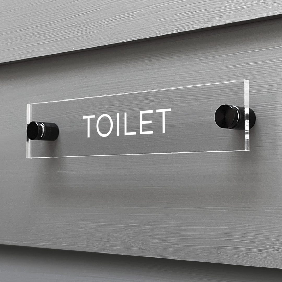 Toilet Acrylic Sign | Clear Polished Edge | Durable Outdoor Sign With ...