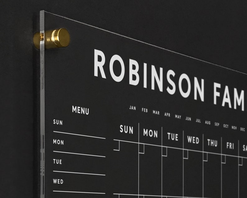 Custom Clear Acrylic Monthly Calendar With 4 Side Sections | Family ...