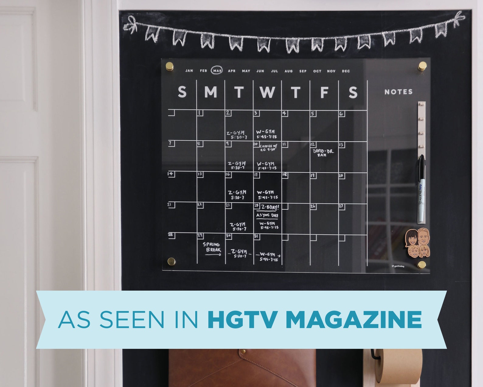 Acrylic Dry Erase Monthly Calendar With Side Notes Elegant Clear Wall ...