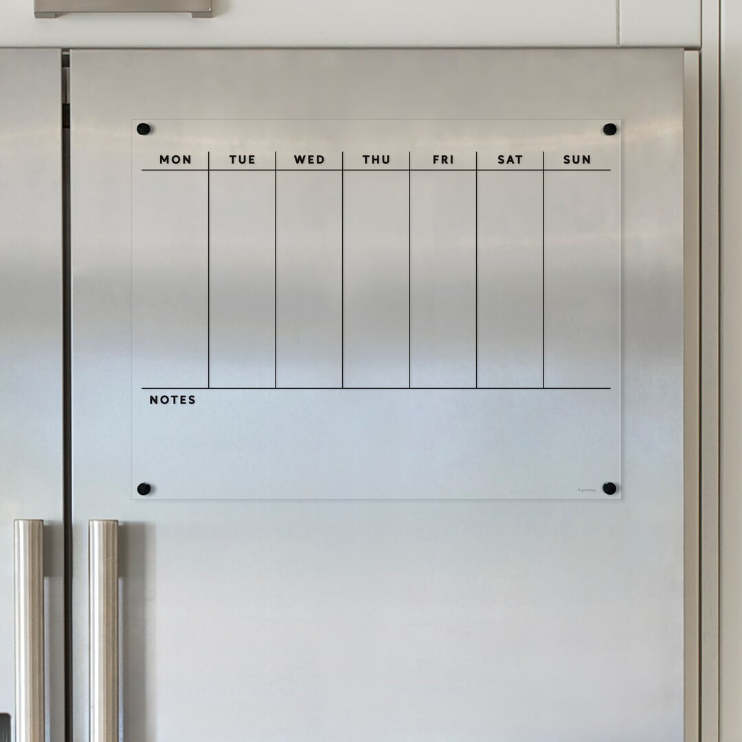 Weekly FRIDGE Calendar With NOTES Section | Magnetic Acrylic Dry Erase ...