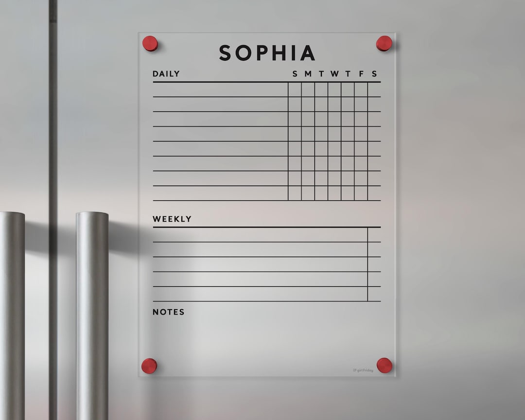 Premium Magnetic Acrylic Fridge Chore Chart | Customizable Dry Erase ...