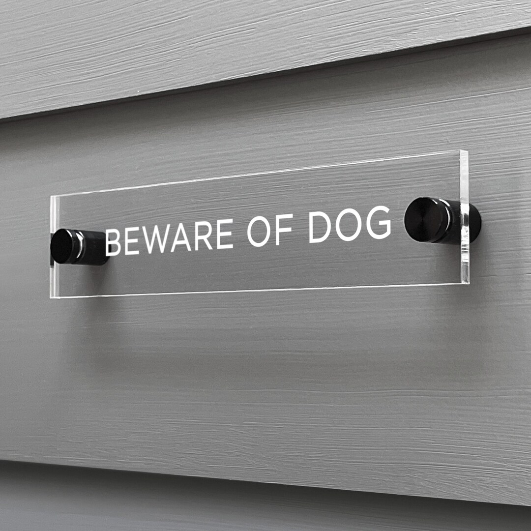 Beware of Dog Acrylic Sign | Clear Polished Edge | Durable Outdoor Sign ...