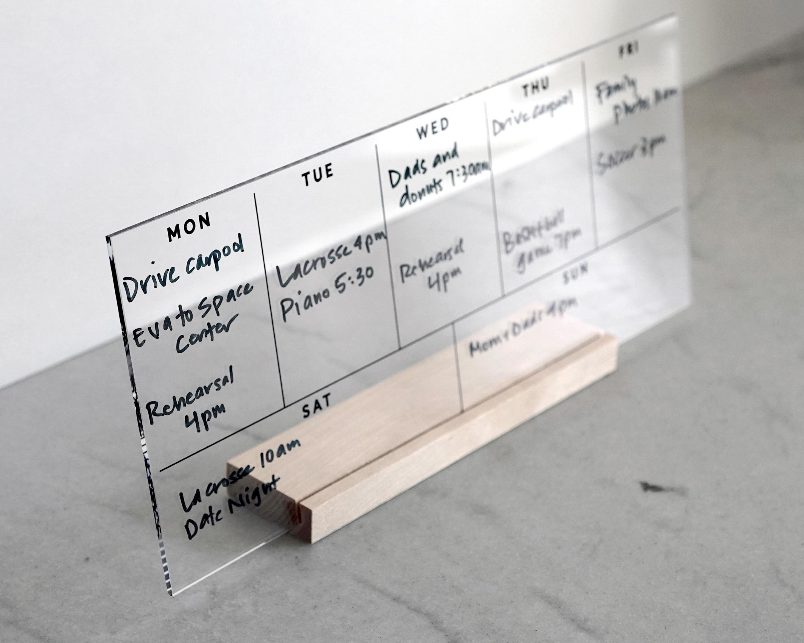 2025 Acrylic Desk Calendar | Dry Erase Weekly Calendar on Wood Stand ...