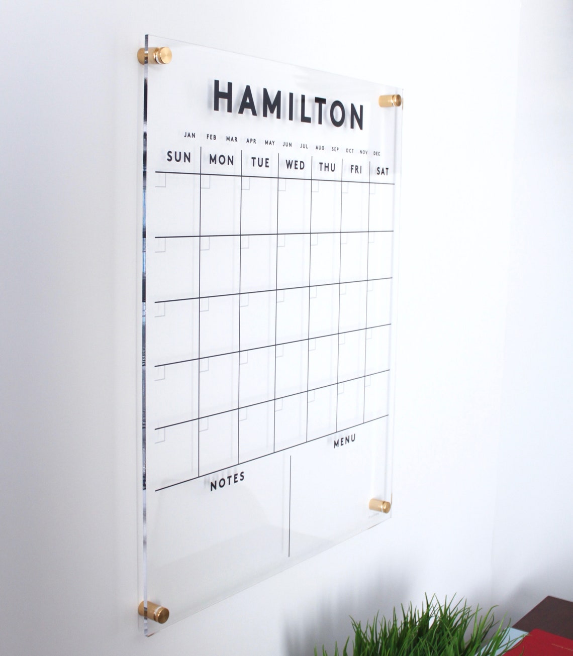 Sleek Family Name Acrylic Calendar | Personalized Wall Calendar With ...
