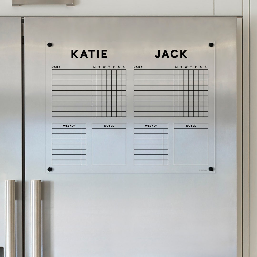 Magnetic Acrylic Dry Erase Custom Chore Chart for Kids | Daily Task ...