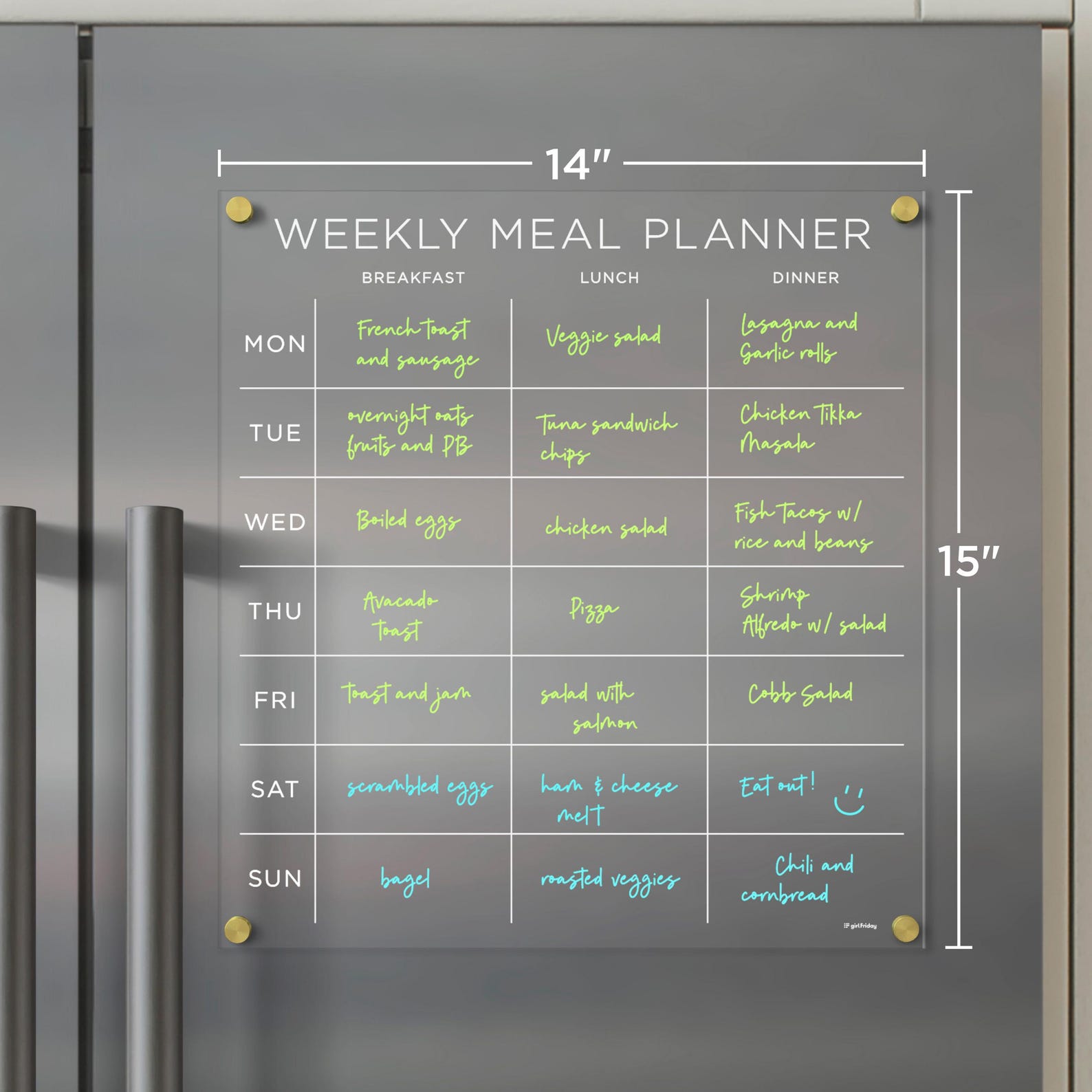 FRIDGE Weekly Meal Planner | Magnetic Acrylic | Wet and Dry Erase ...