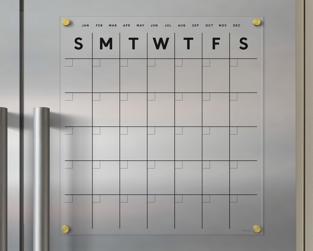 Magnetic Acrylic FRIDGE Calendar | Dry Erase Calendar With Polished ...