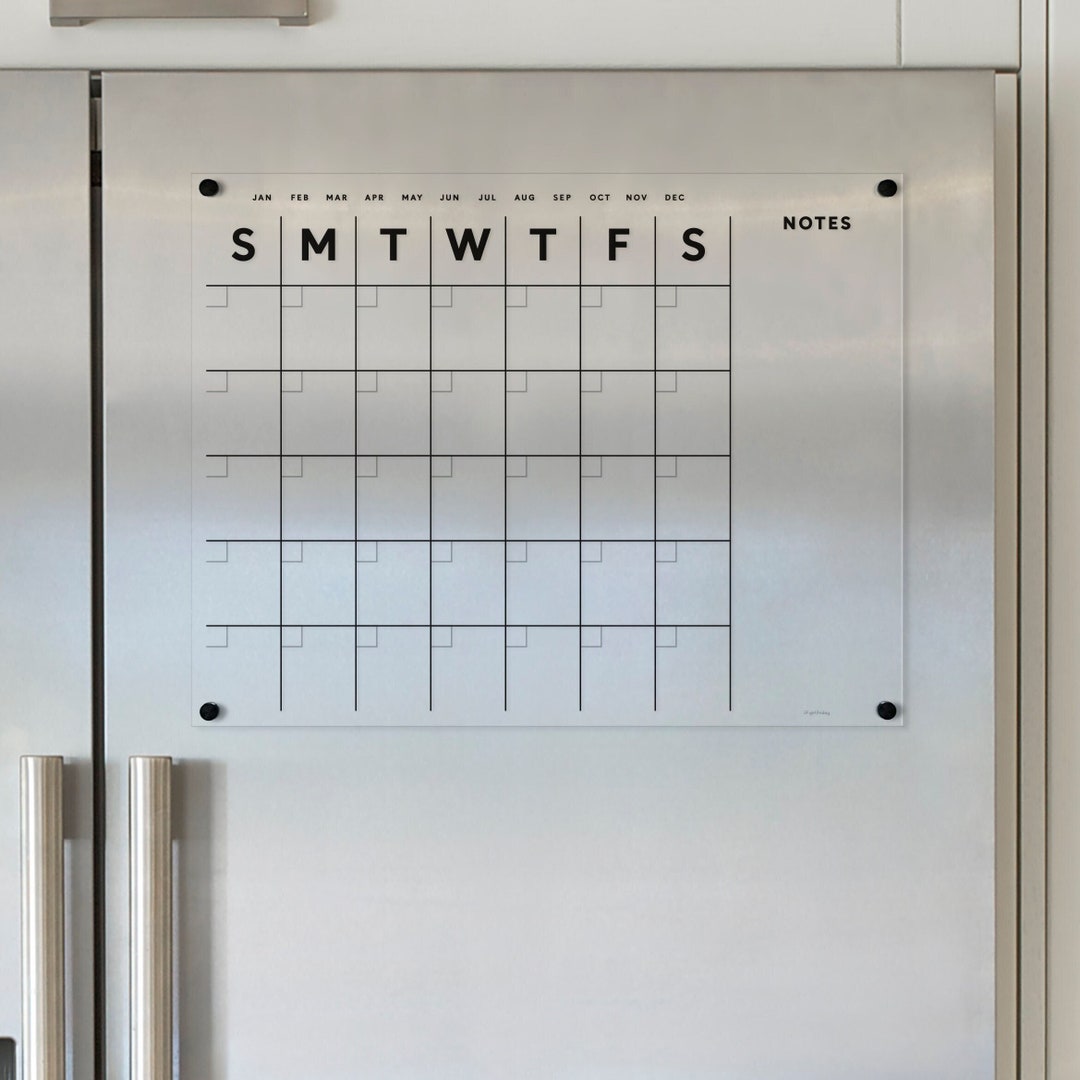 FRIDGE Calendar | Magnetic Acrylic With Side Notes | Non-staining ...