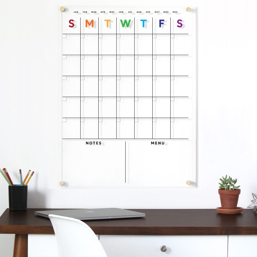 RAINBOW CUSTOM Calendar CUSTOMIZABLE Dry Erase Calendar for Wall - Etsy