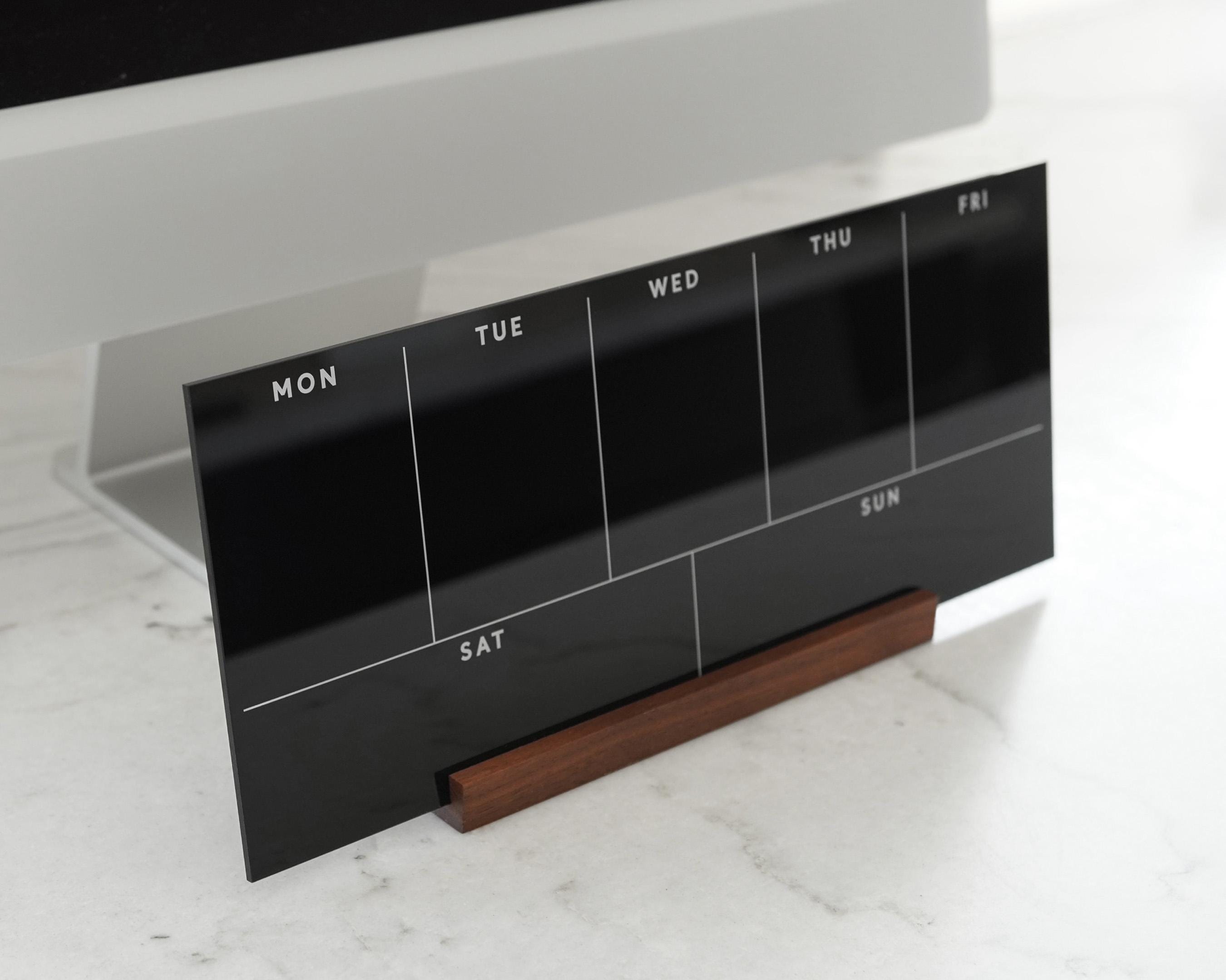 2025 Acrylic Desk Calendar | Dry Erase Weekly Calendar on Wood Stand ...
