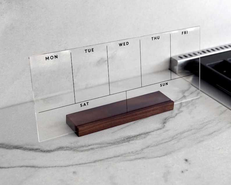 2025 Acrylic Desk Calendar | Dry Erase Weekly Calendar on Wood Stand ...