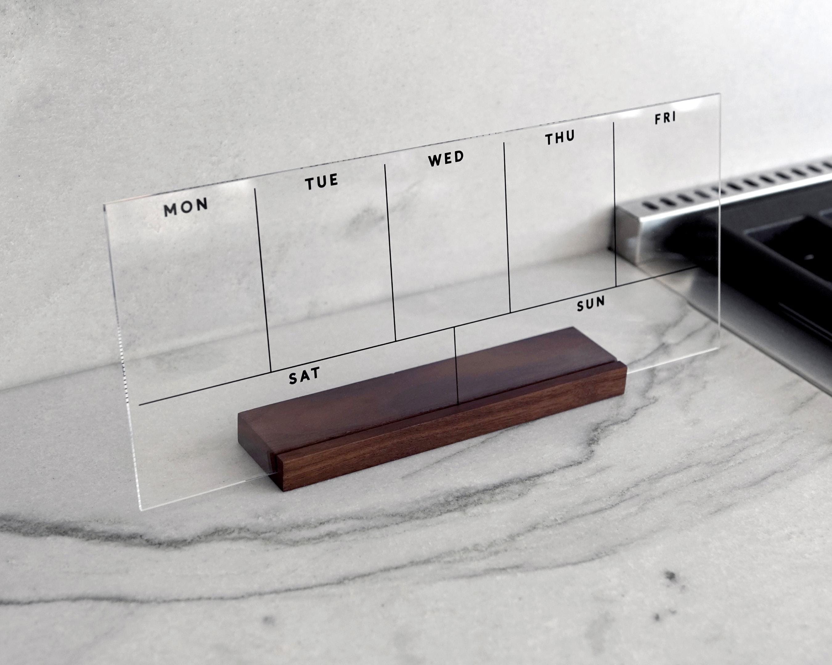 2025 Acrylic Desk Calendar | Dry Erase Weekly Calendar on Wood Stand ...