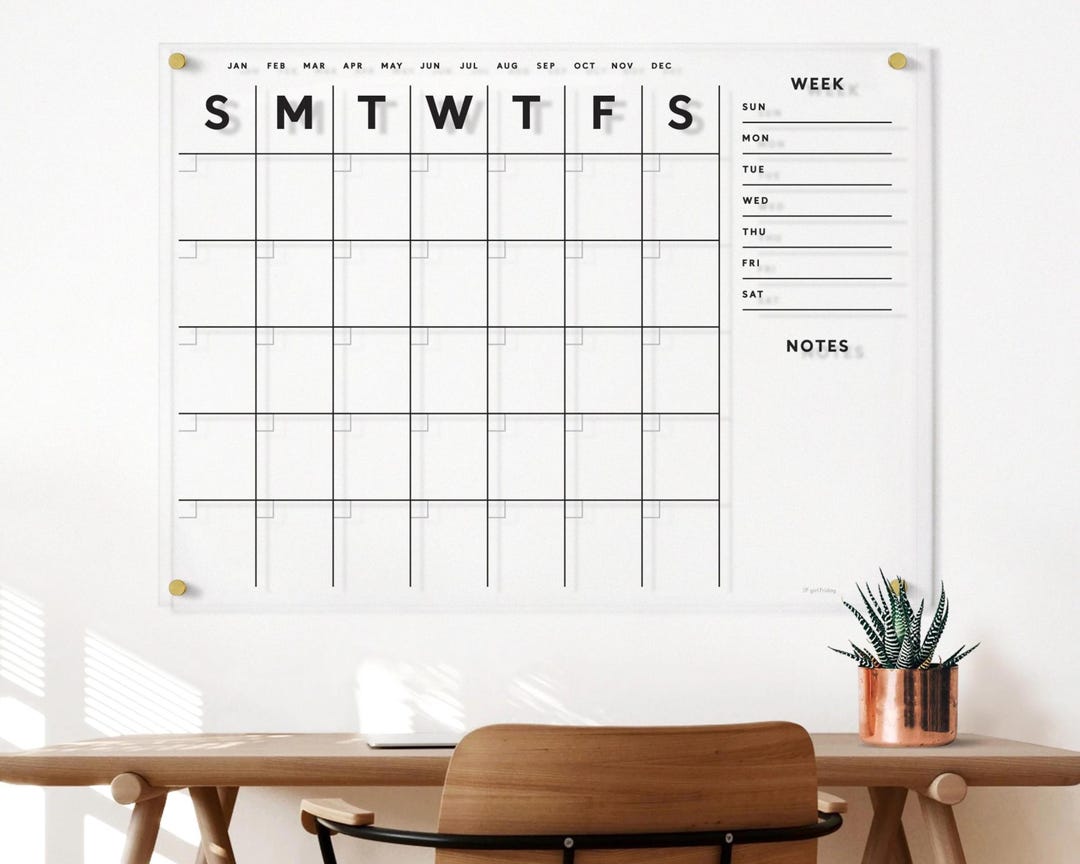 Elegant Clear Acrylic Calendar | Minimalist Clear Acrylic Wall Calendar ...