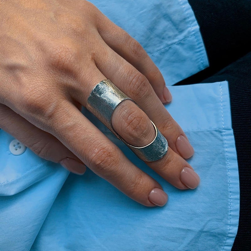 Sterling Silver Full Finger Ring - Etsy