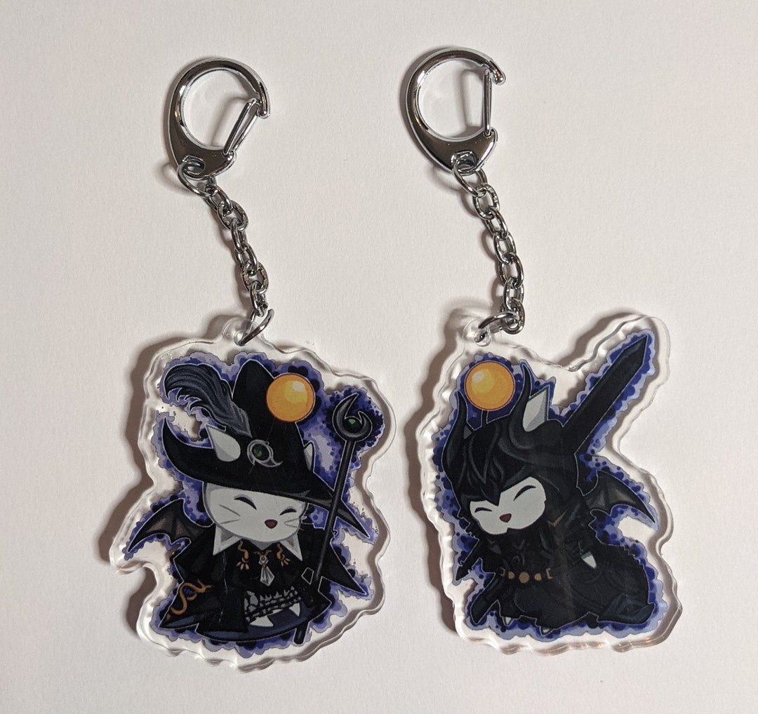 FF XIV | Moogle Class Keychains | Dark Knight or Black Mage - Etsy