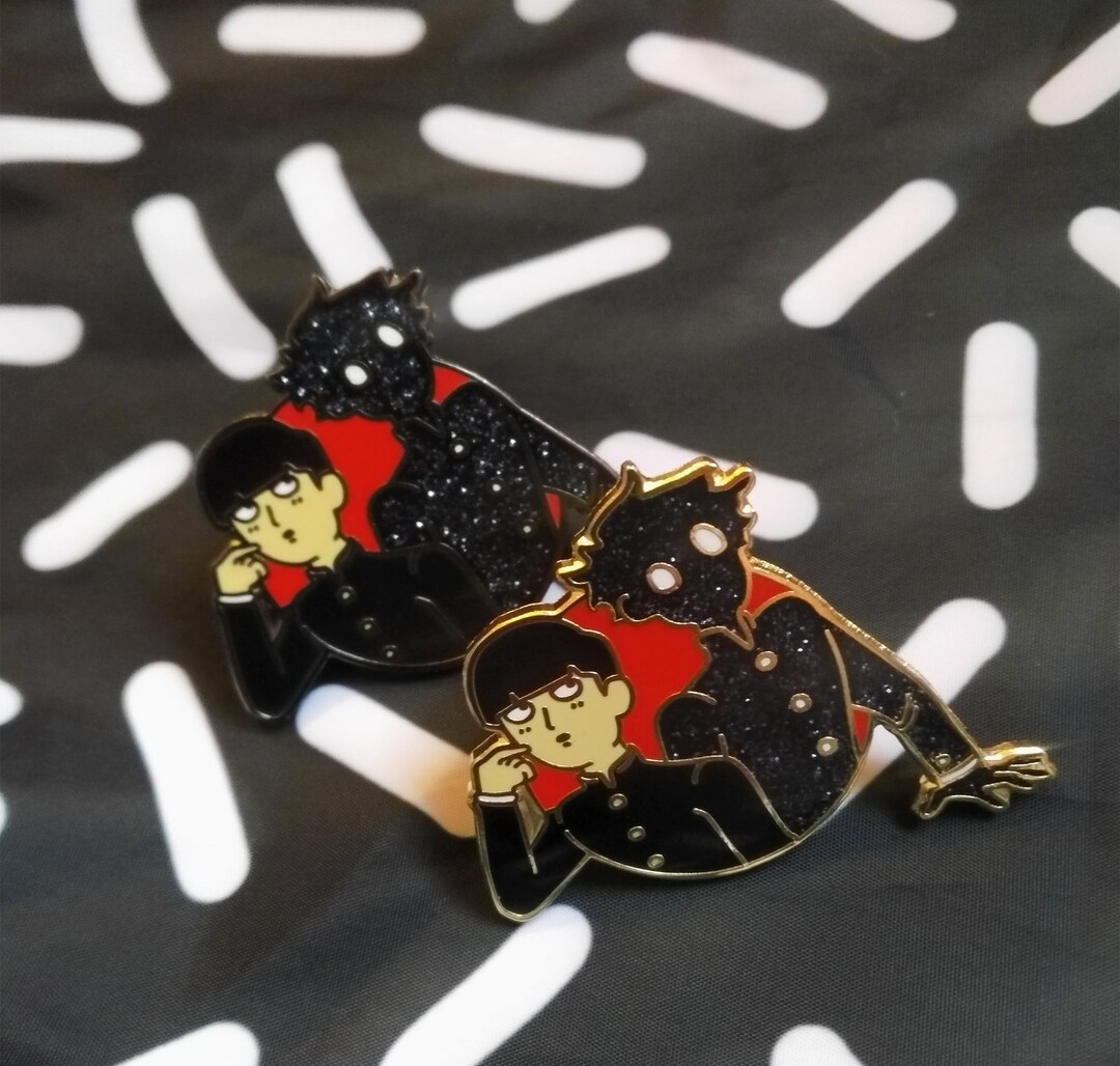 Mob Anime Inspired Pin - Gold/black Metal Hard Enamel Pin - Etsy