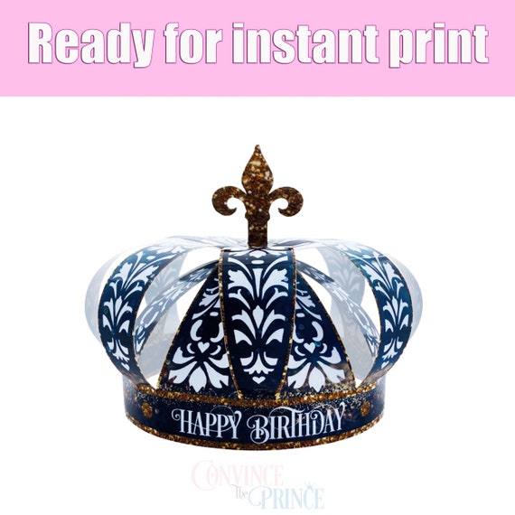 3D Crown King Crown PRINTABLE for Home Printing 2 - Etsy