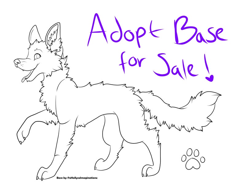Canine Adopt Lineart Base furry - Etsy