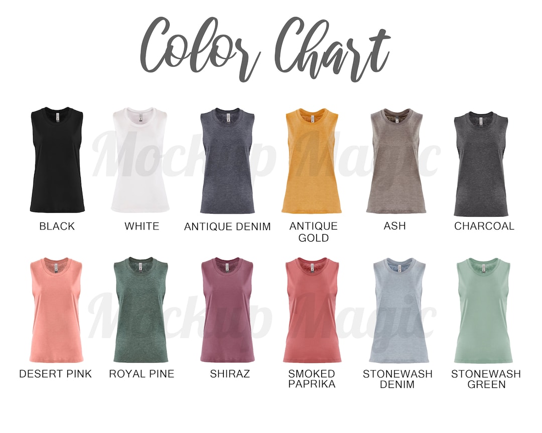Next Level 5013 All Colors | Color Chart Mockup 5013 Festival Muscle ...