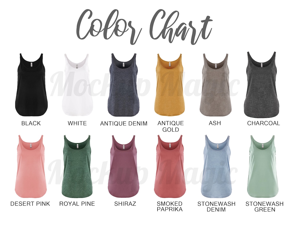 Next Level 5033 All Colors | Color Chart Mockup 5033 Festival Muscle ...