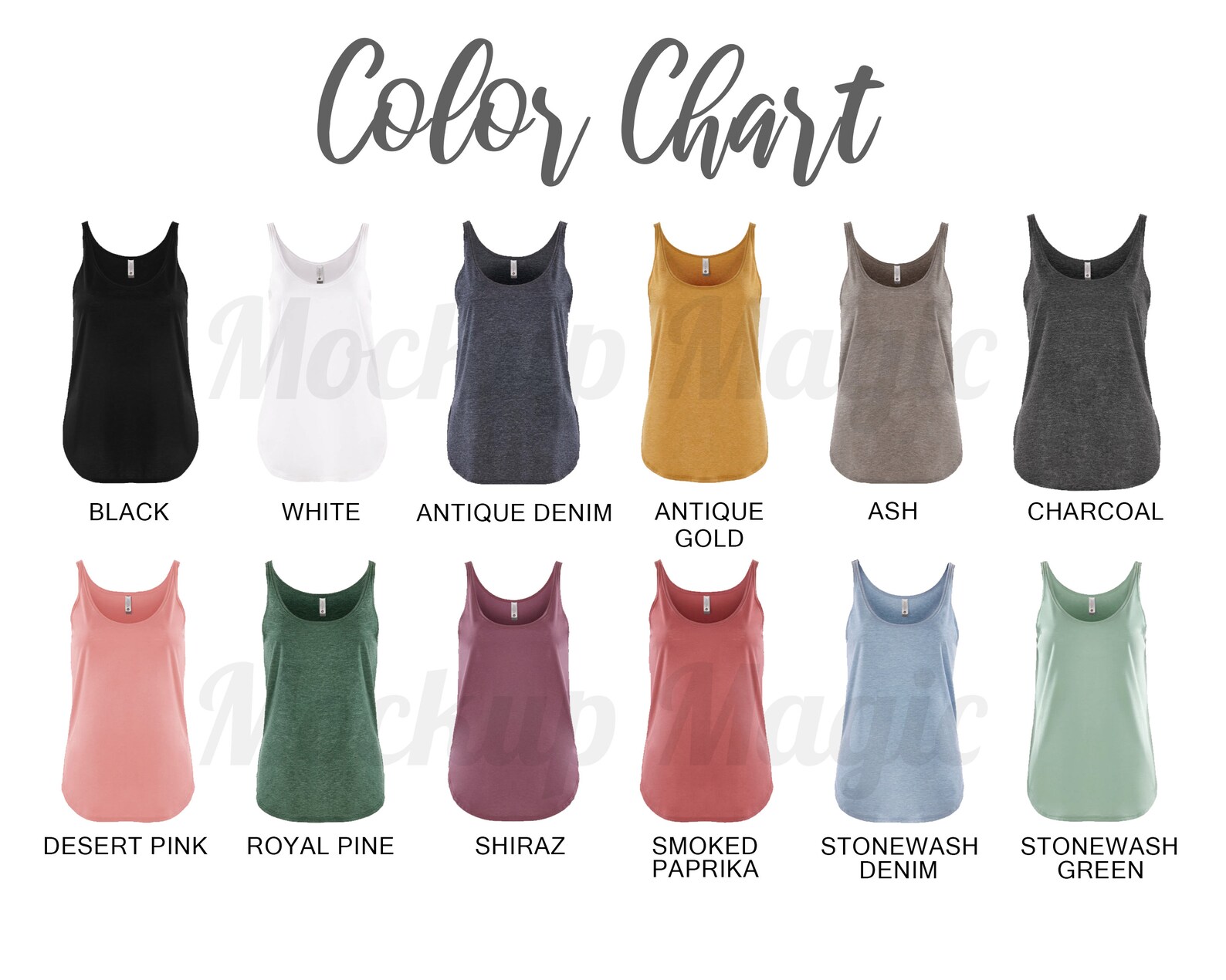 Next Level 5033 All Colors | Color Chart Mockup 5033 Festival Muscle ...