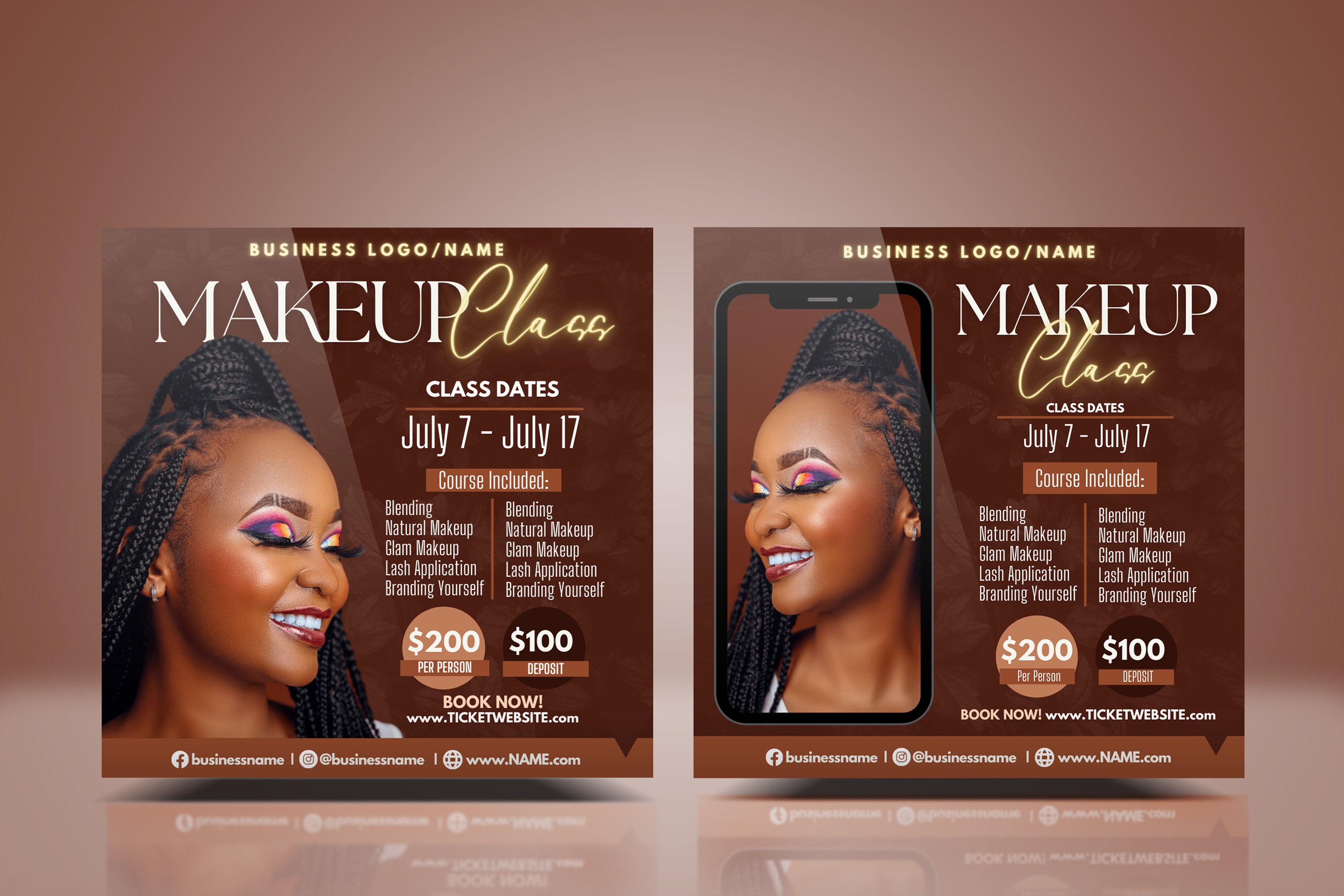 DIY Makeup Course, Makeup Template, Business, Makeup Course, Canva ...