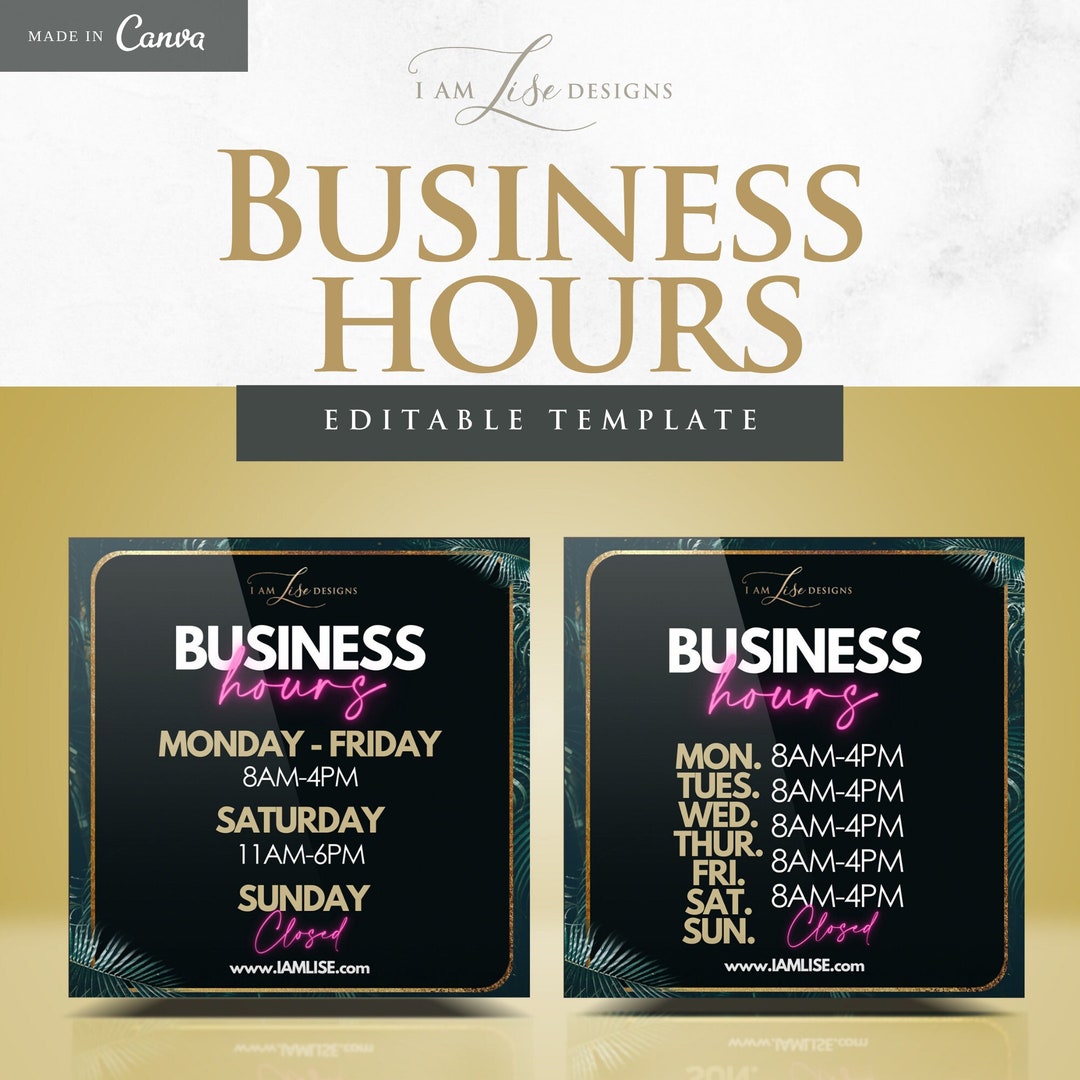 Business Hours, Business Templates, Canva Templates, Business Canva ...