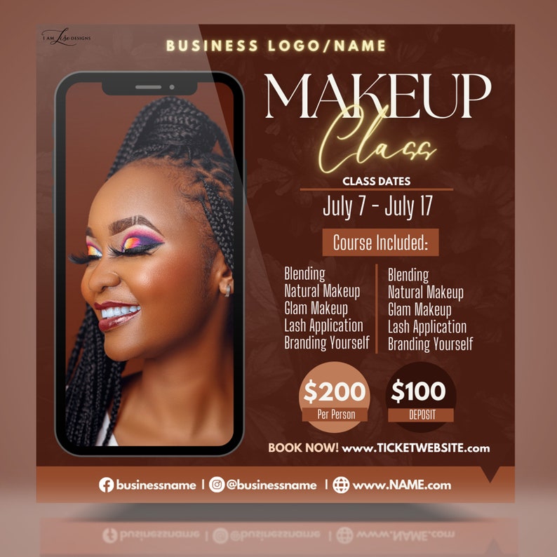 DIY Makeup Course, Makeup Template, Business, Makeup Course, Canva ...