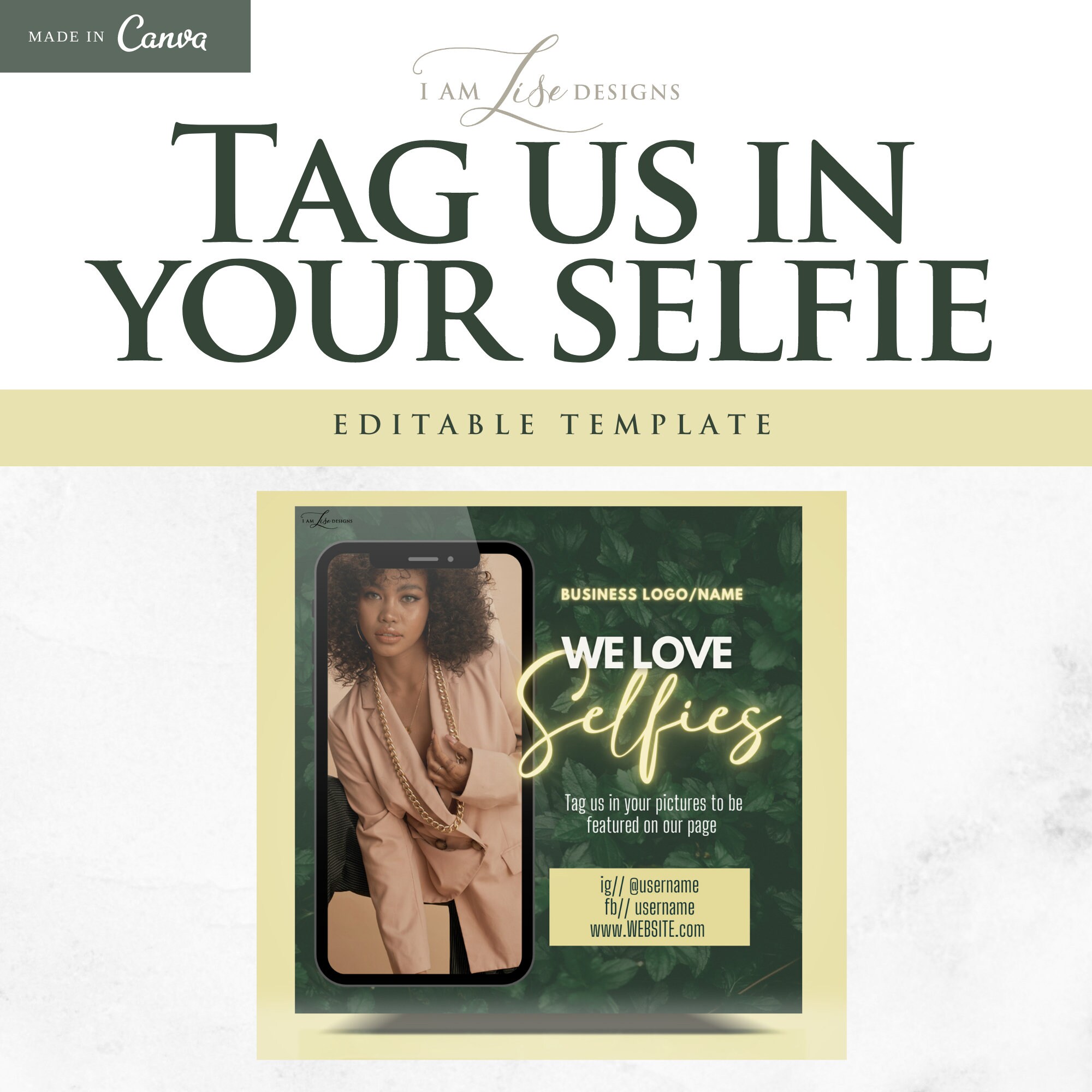 Tag Us in Your Selfie Flyer, DIY Tag Us, Selfie Flyer, Sale Flyer ...