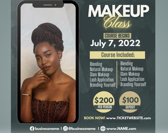 DIY Makeup Course, Makeup Template, Business, Makeup Course, Canva ...