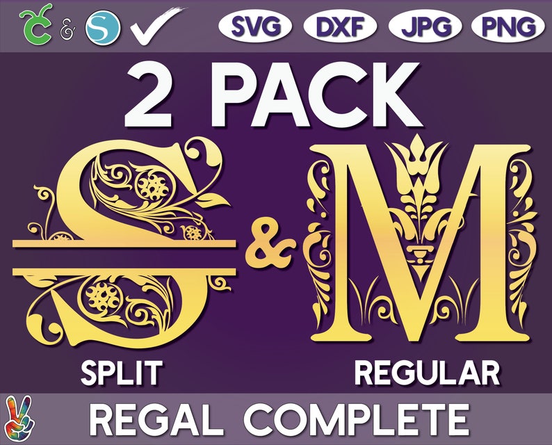 Regal Split & Regular Monogram SVG Monogram Vector Cricut - Etsy