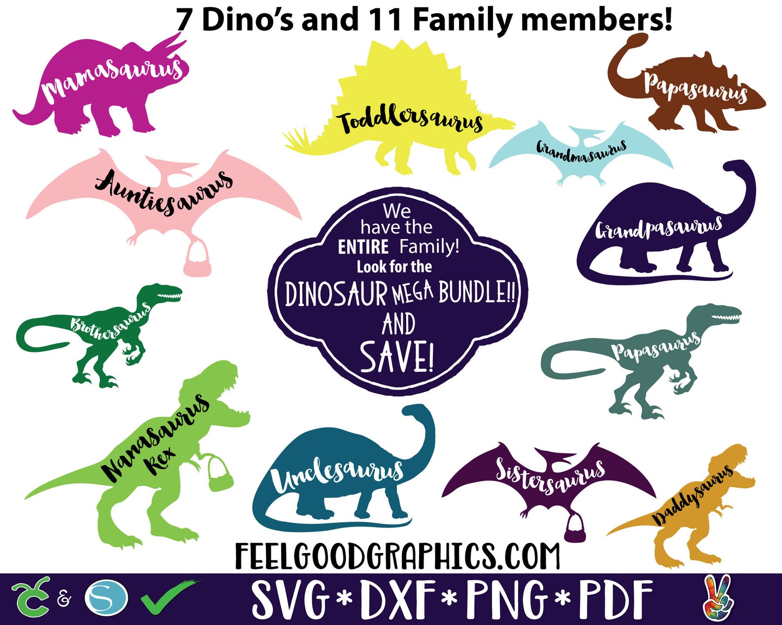 Grandpasaurus SVG Grandpasaurus Pack SVG Family T-shirt | Etsy