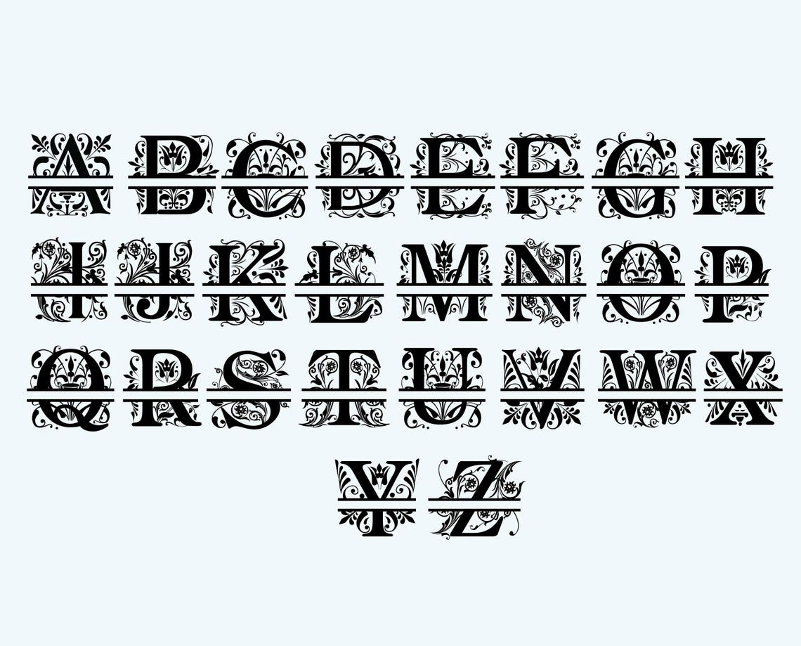 Regal Split & Regular Monogram SVG Monogram Vector Cricut - Etsy