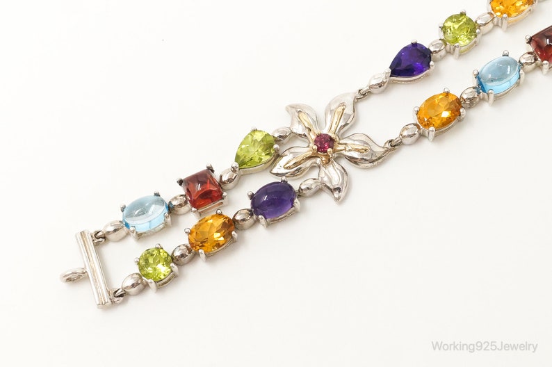 Designer SLV 14K Gold Multi Gem Sterling Silver Bracelet - Etsy
