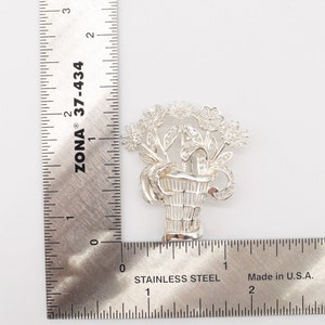 Vintage Mid Century German Sterling Silver Flower Basket Brooch Pin - Etsy