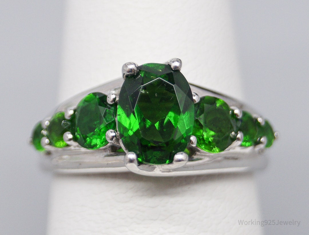 JTV HT Green Chrome Diopside Sterling Silver Ring - Size 6 - Etsy