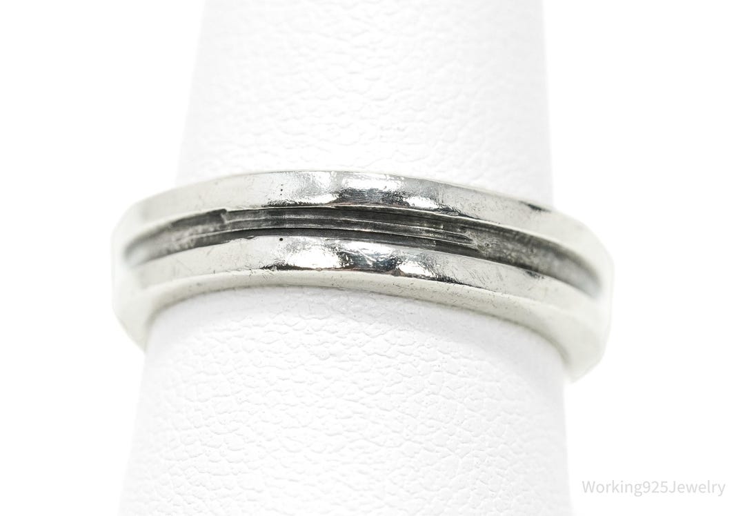 Designer Versani Modernist Style Sterling Silver Band Ring - Size 8.75 ...