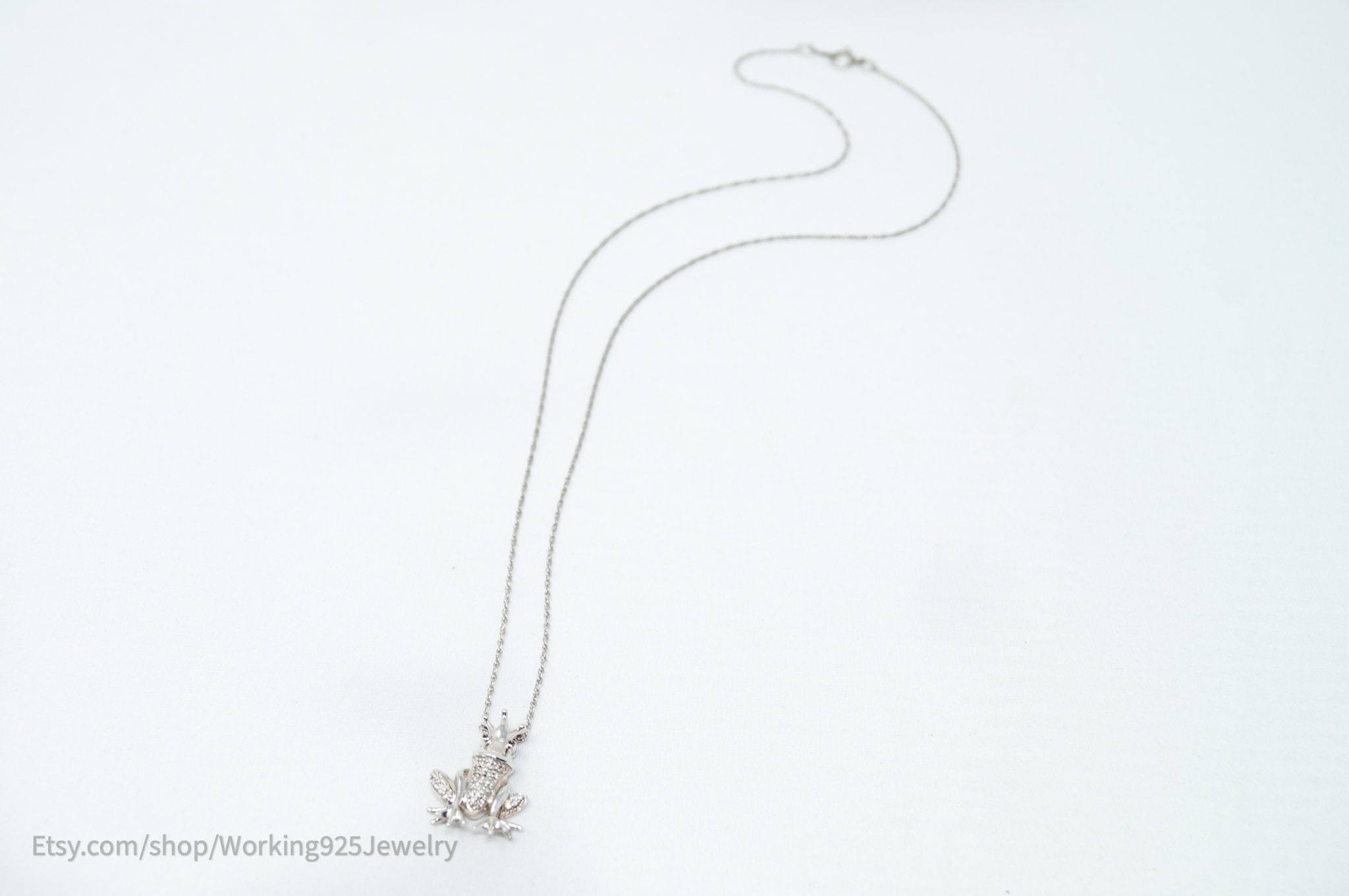 Vintage Diamond King Frog Toad Sterling Silver Necklace | Etsy