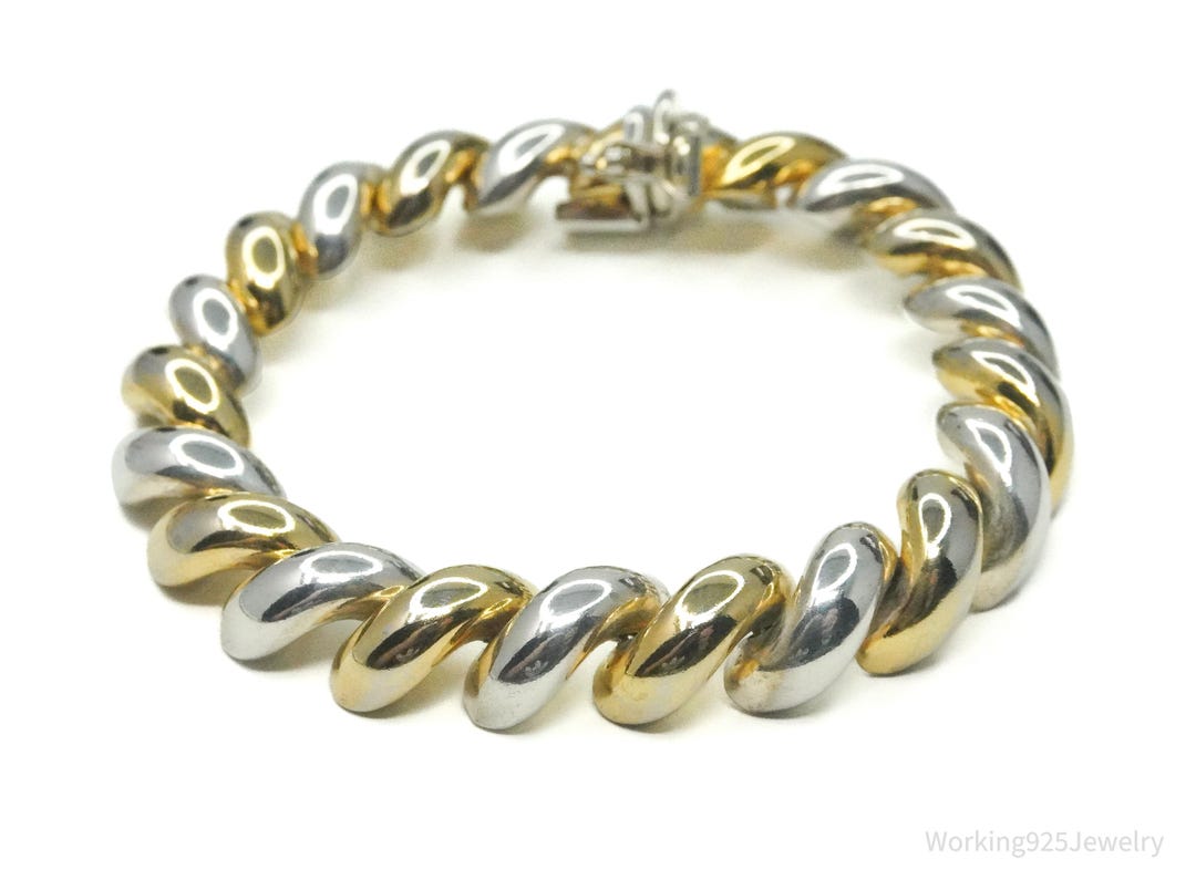 Vintage Italian Designer Milor Gold Vermeil Sterling Silver Puffy Link ...
