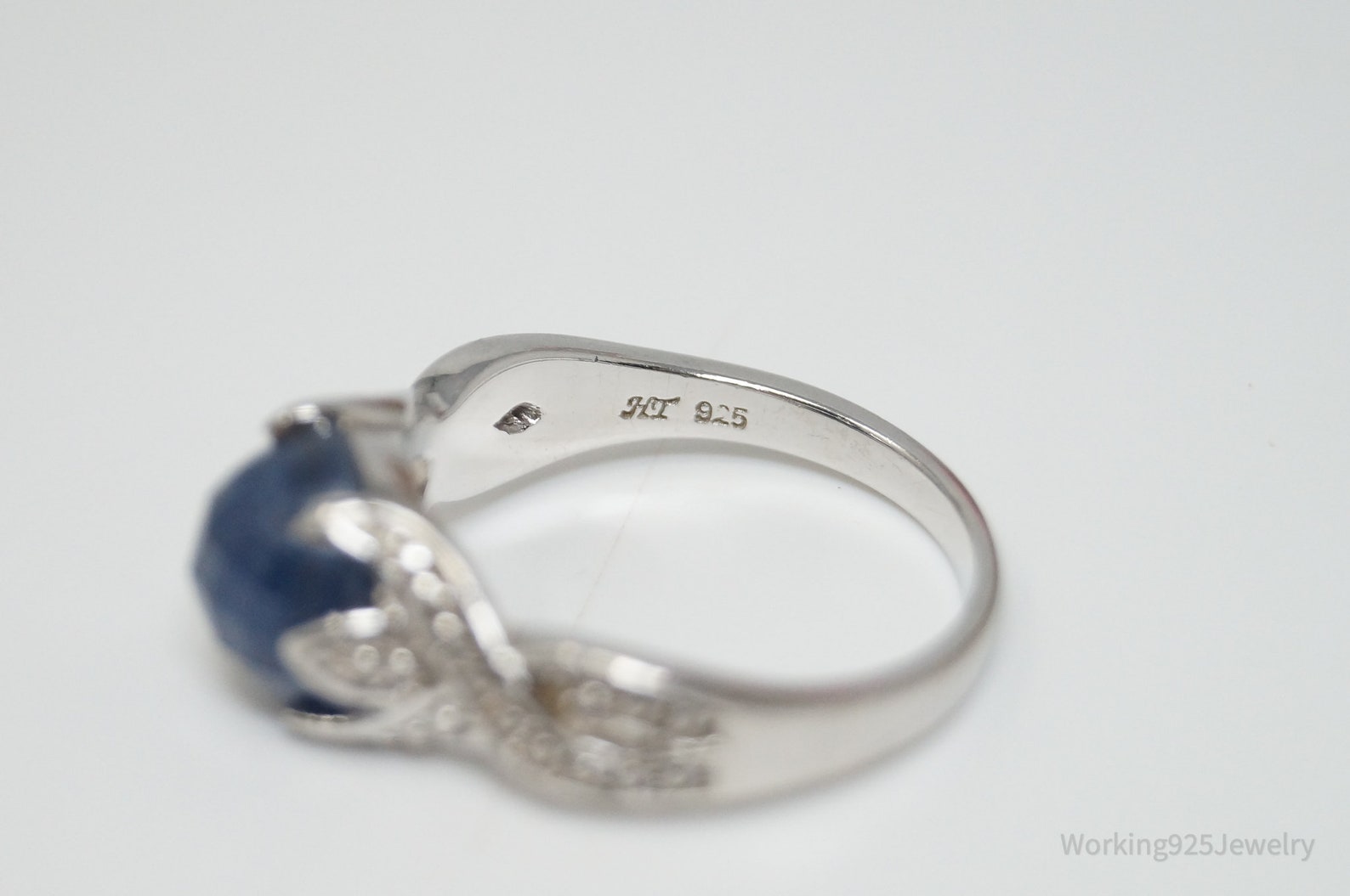 Vintage Designer HT Blue Sapphire Sterling Silver Ring Sz - Etsy