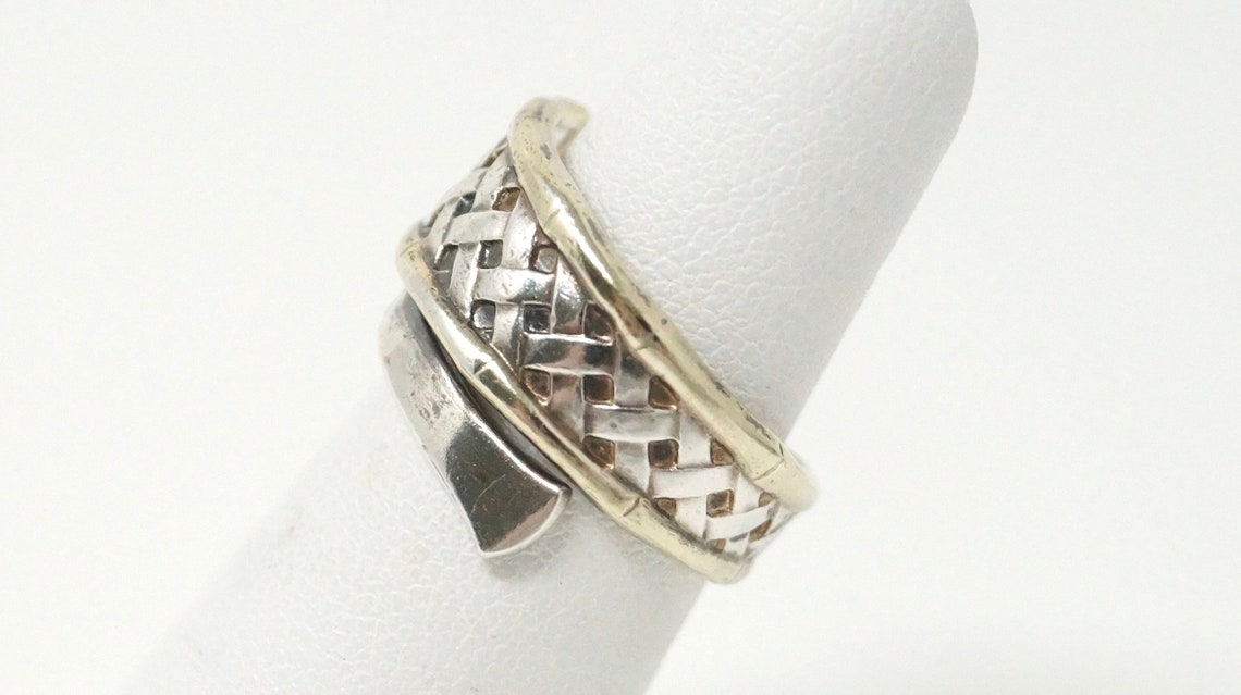 Vintage Basket Weave International Sterling Silver Wrap Ring | Etsy