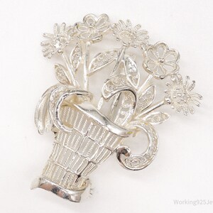 Vintage Mid Century German Sterling Silver Flower Basket Brooch Pin - Etsy