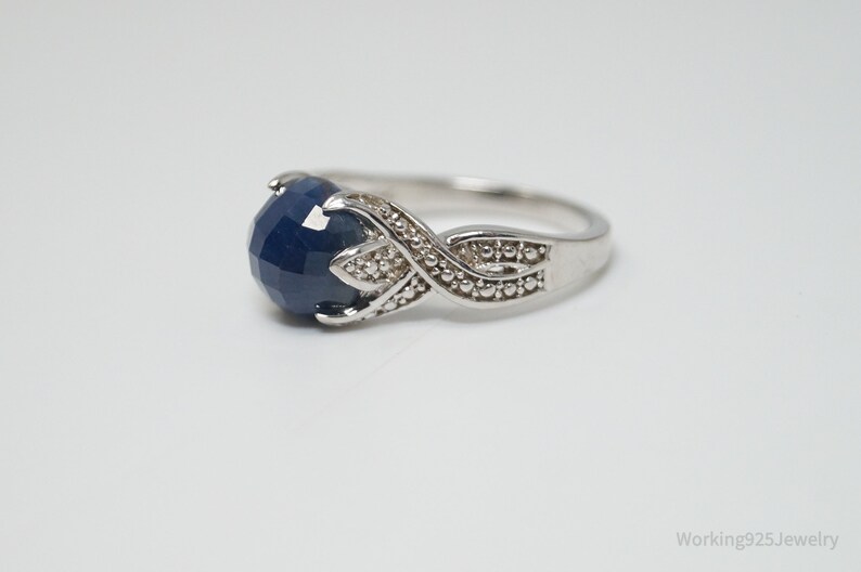 Vintage Designer HT Blue Sapphire Sterling Silver Ring Sz - Etsy