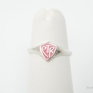 Vintage CTR choose the Right Shield Enamel Sterling Silver Ring Size 2. ...