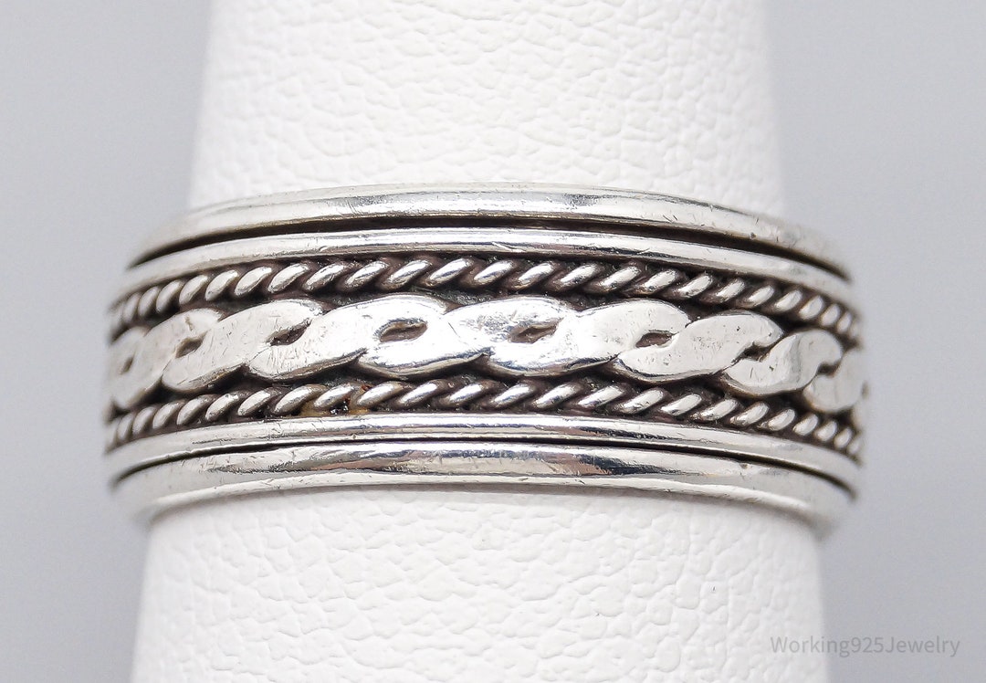 Vintage Spinner Spinning Cable Twist Sterling Silver Band Ring Size 6 ...
